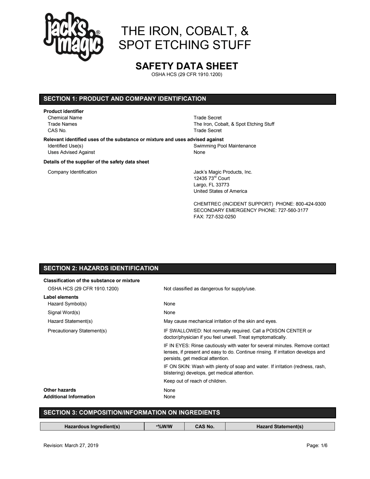 Jacks Magic Stain Solution #1 The Iron, Cobalt & Spot Etching Stuff ...